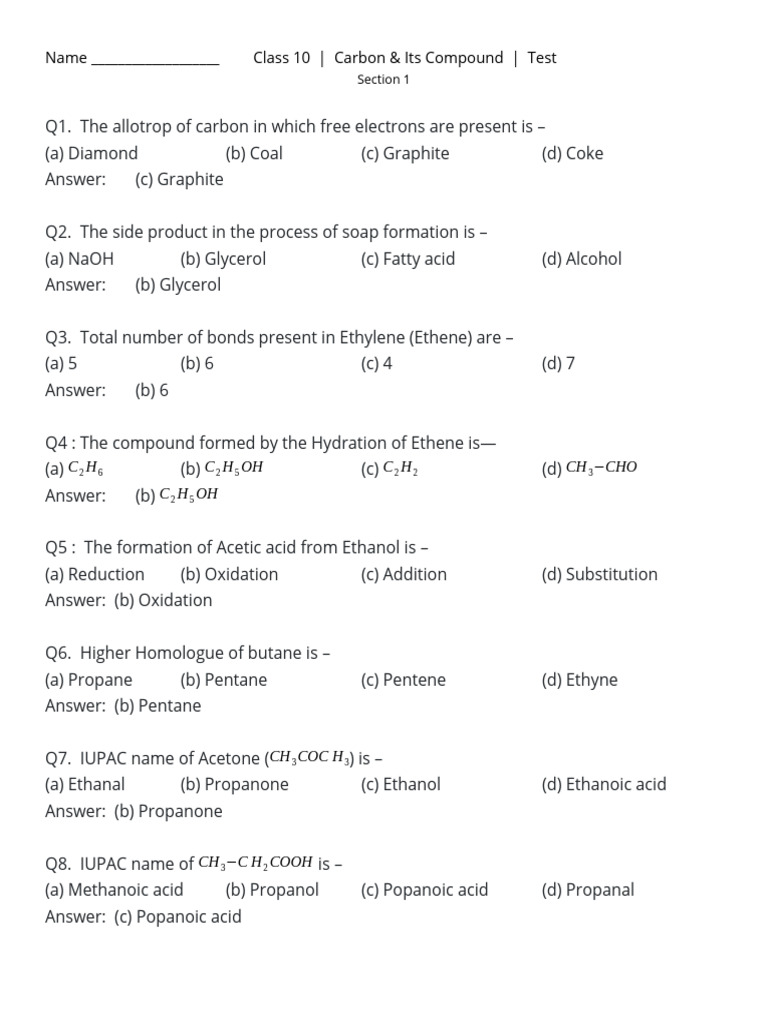 Class 10 Science CBSE | PDF | Ethanol | Alkane