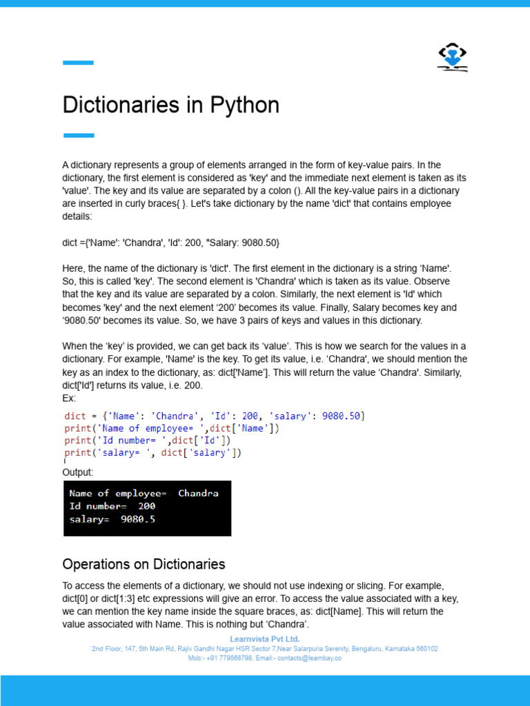 Dictionaries In Python Pdf Anonymous Function Parameter Computer Programming 