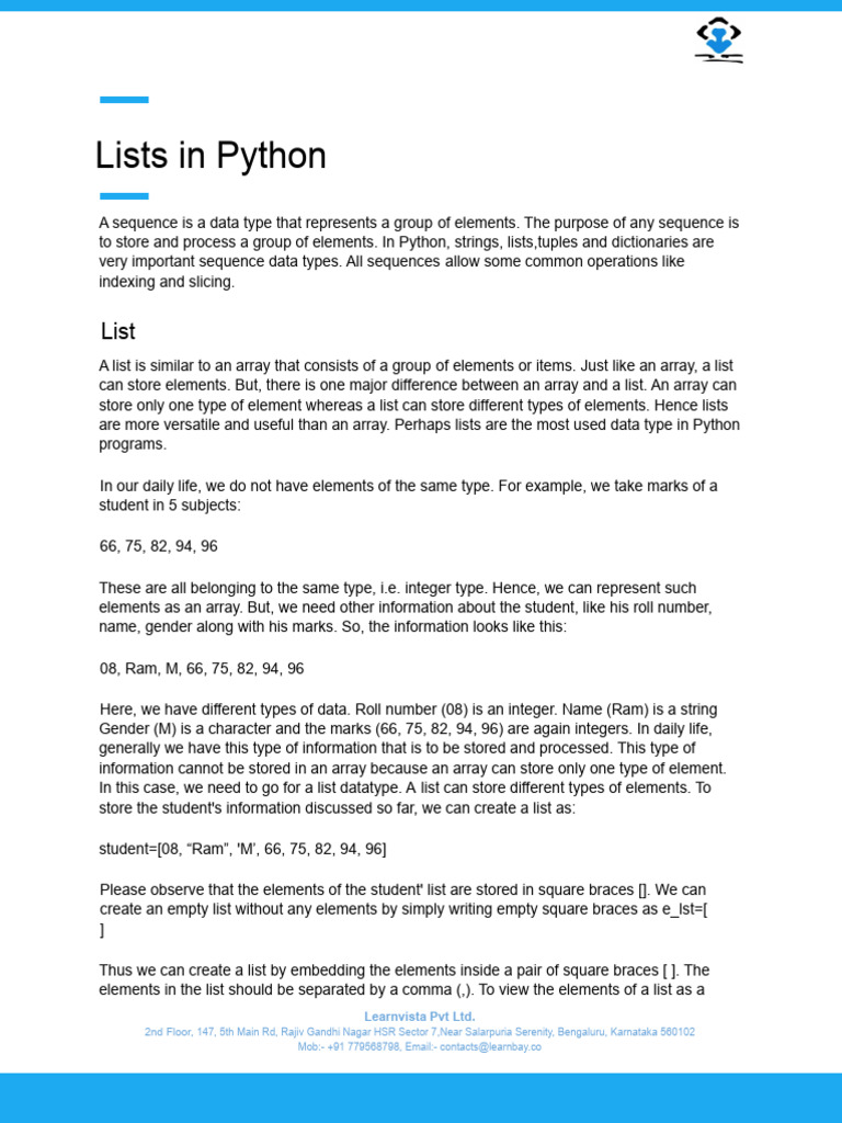Lists in Python | PDF | Information Technology | Computing