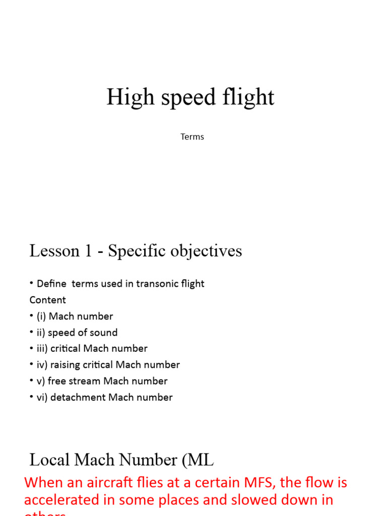 Highspeed Flight - Transonic Regime Lesson 1 | PDF | Mach Number ...