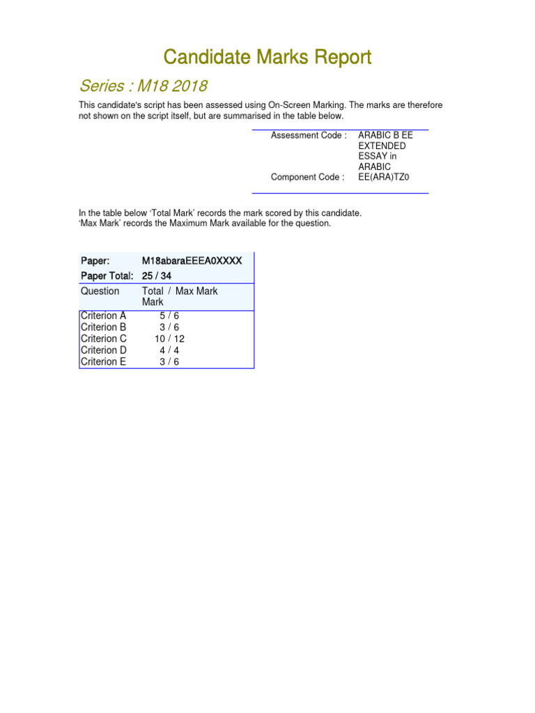 2.3 Arabic B Extended Essay Sample F With Marks | PDF
