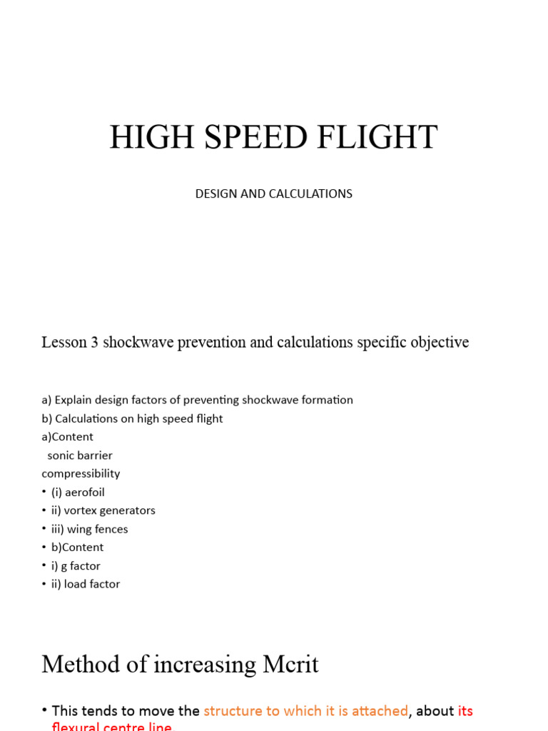 High Speed Flight Lesson 3 Design and Calculations-1 | PDF | Lift ...