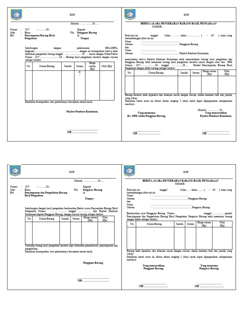 Form Serah Terima BHP | PDF