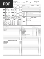 GURPS character sheet | PDF | Entertainment | Role Playing Games
