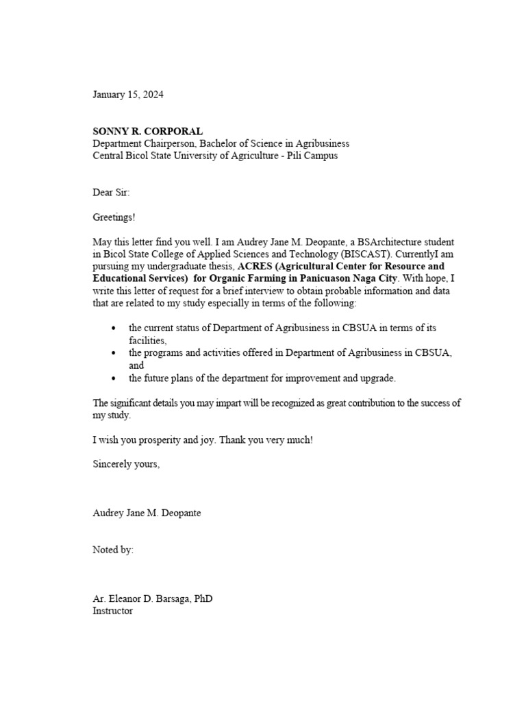 Letter For CBSUA | PDF