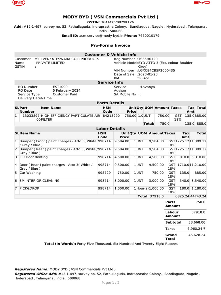 Pro-Forma - Est1090 | PDF | Motor Vehicle | Vehicles