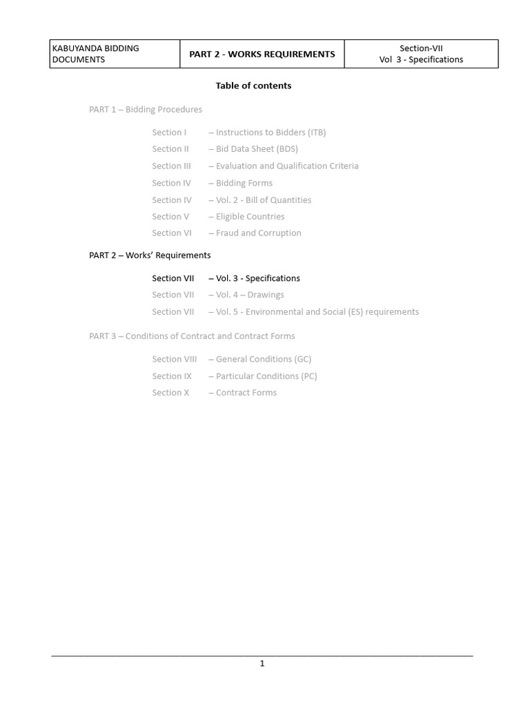Kabuyanda Bidding Works Specifications | PDF | Concrete | Specification ...