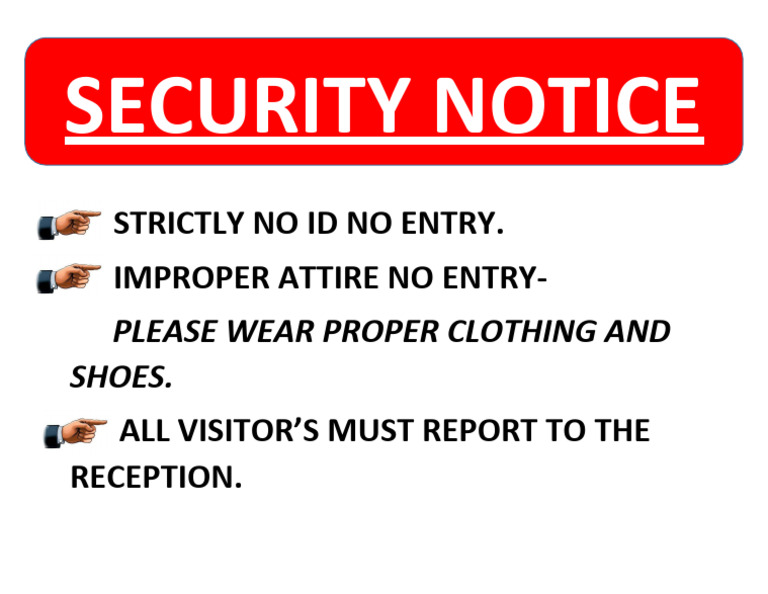 Strictly No Id No Entry Signs | PDF