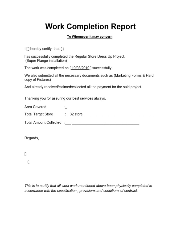 Completion Report For Supplier | PDF | Business | Finance & Money ...