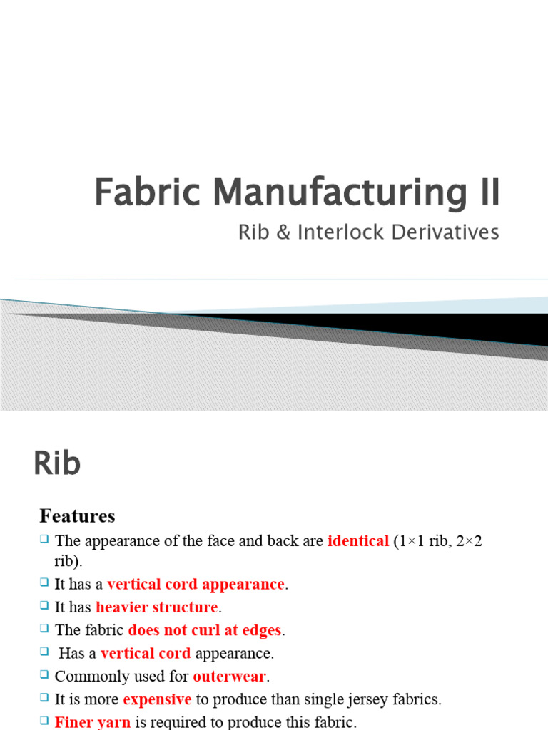 Lecture - Rib and Interlock | PDF | Knitting | Clothing
