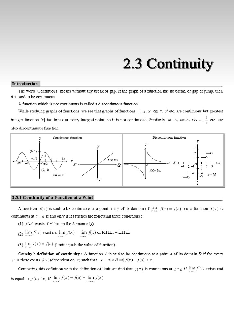 Continuity 1 | PDF | Continuous Function | Limit (Mathematics)