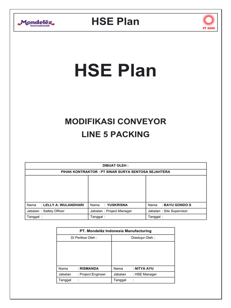 Hse Plan-Modifikasi Conveyor l5 Packing | PDF