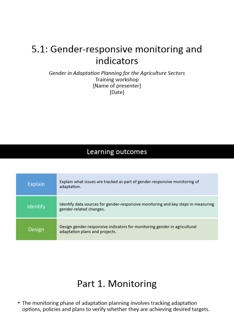 Unit 5.1 - Gender-Responsive Monitoring and Indicators | PDF ...