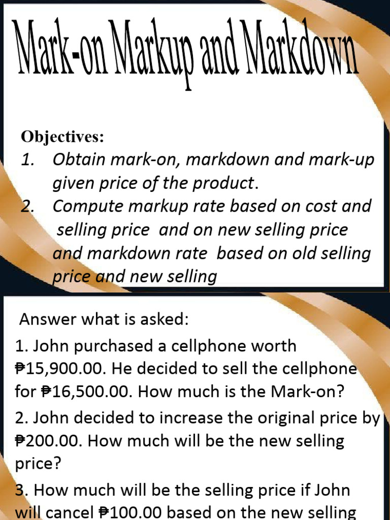 Markup and Markdown Rates | PDF | Prices | Percentage
