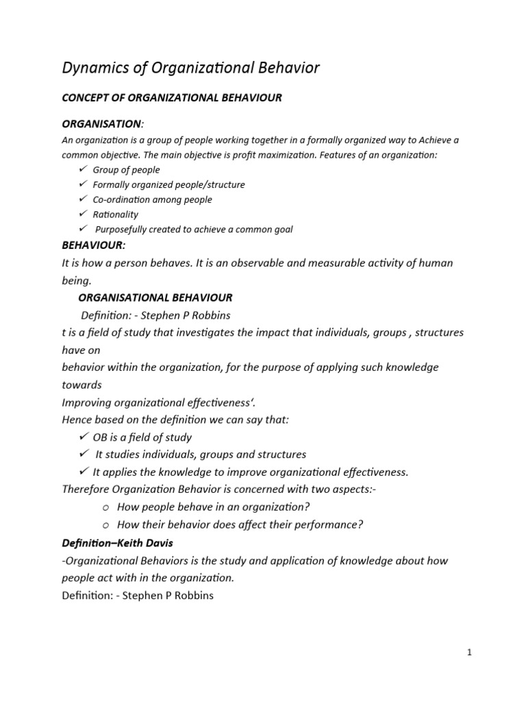 Dynamics of Organizational Behavior | Download Free PDF | Behaviorism ...