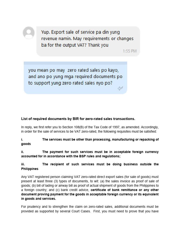 Zero-Rated Sales Documentation Guide | PDF | Invoice | Value Added Tax
