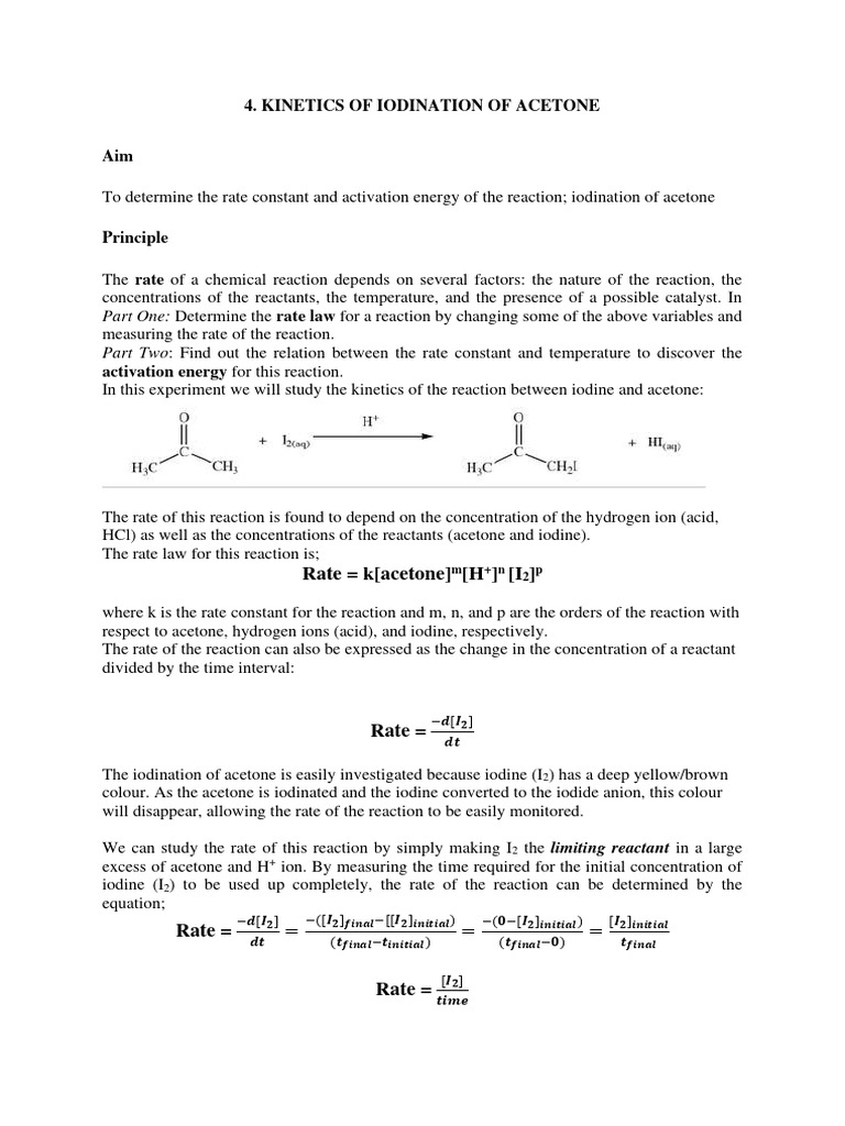 Iodination of Acetone | PDF | Reaction Rate | Activation Energy