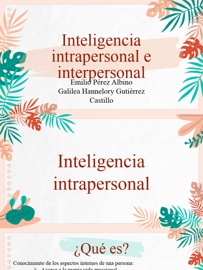 Inteligencia Intra e Interpersonal | PDF | Crecimiento personal y profesional | Ciencia y ...