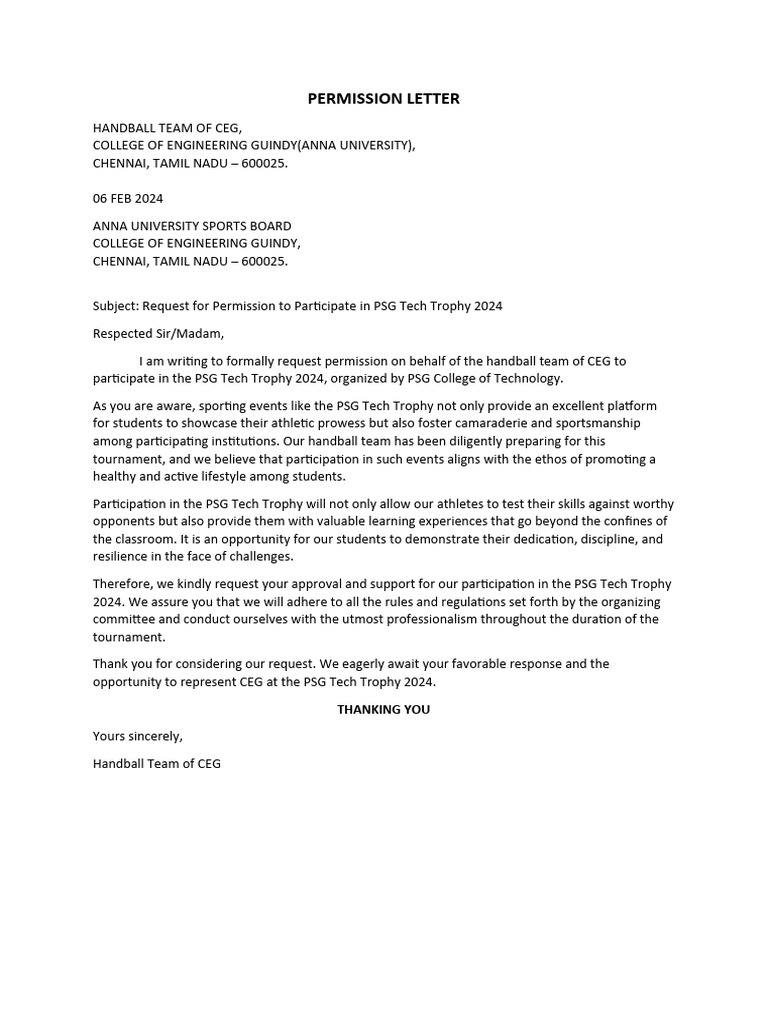 Permission Letter | PDF