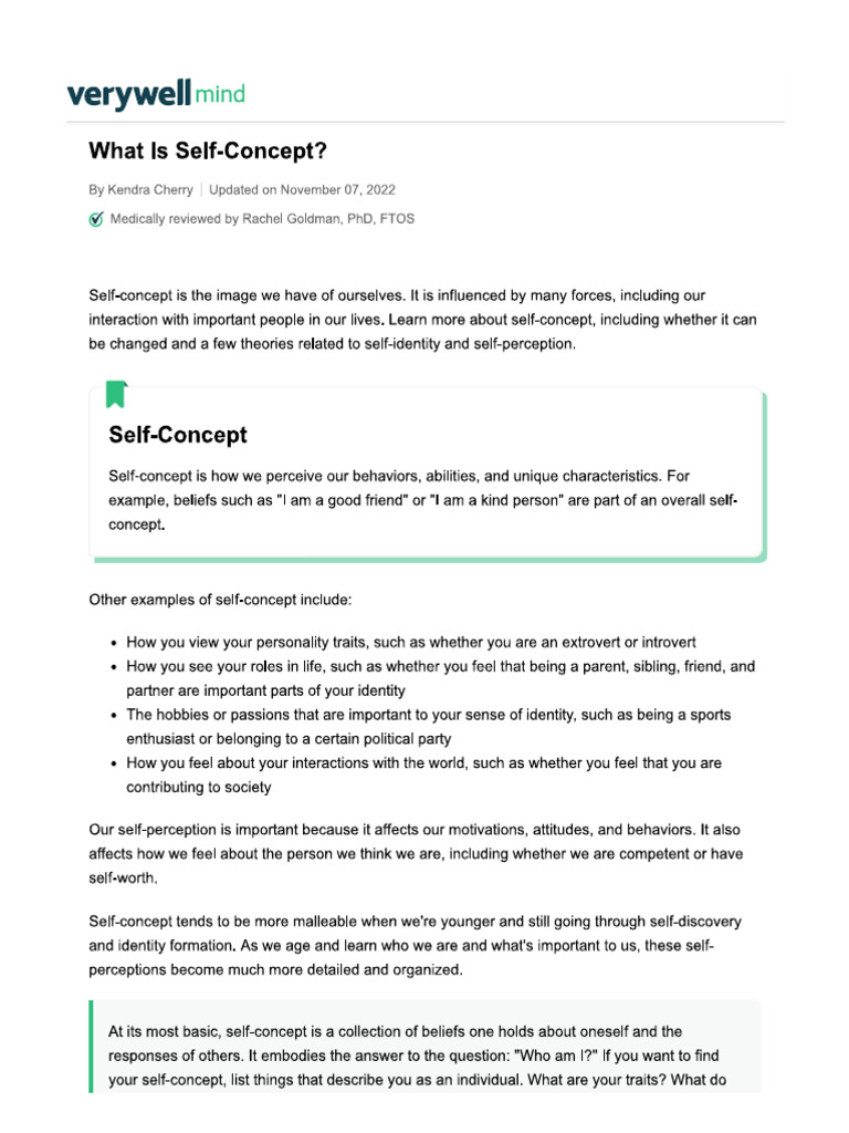 Self Concept | PDF