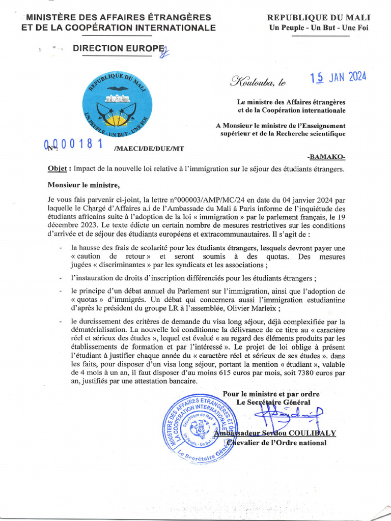 Lettres-loi-francaise-immigration-sejour-etudiants-etrangers | PDF