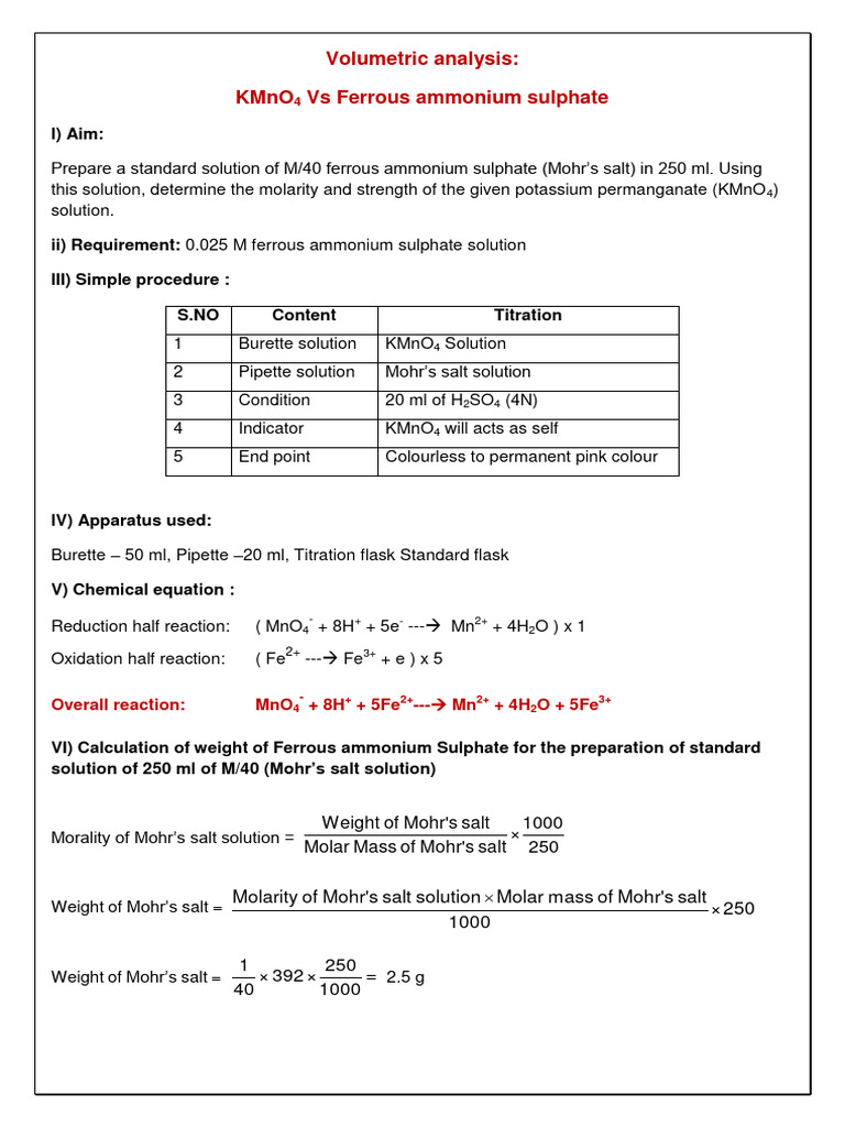 Volumetric Analysis. Board Exam Calculation | PDF | Titration | Chemistry