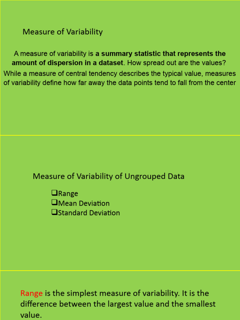 Measures of Variability.2023 | Download Free PDF | Variance | Mean
