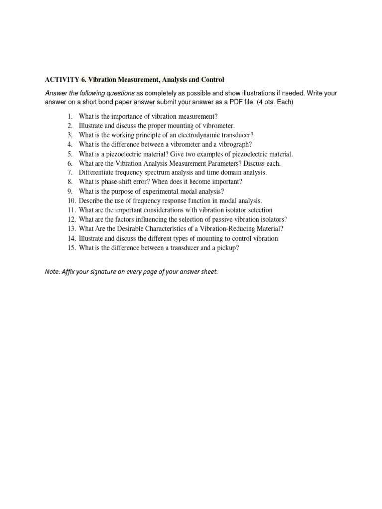 ACTIVITY 6. Vibration Measurement, Analysis and Control | PDF
