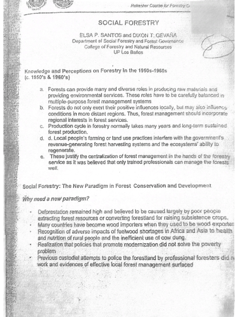 Social Forestry I | PDF