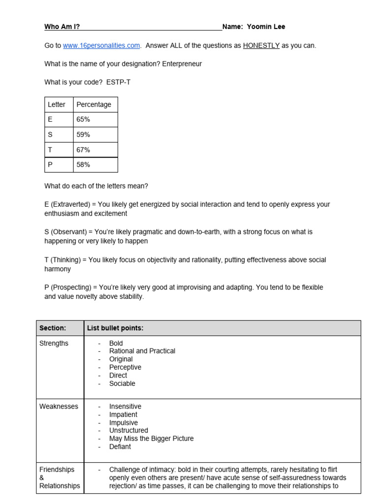 16 Personalities | PDF | Creativity | Psychology