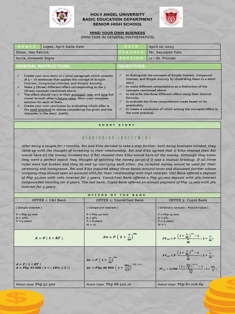 Triad 7 ( Lopez Dizon Surla ) Mini Task | PDF | Interest | Applied Mathematics