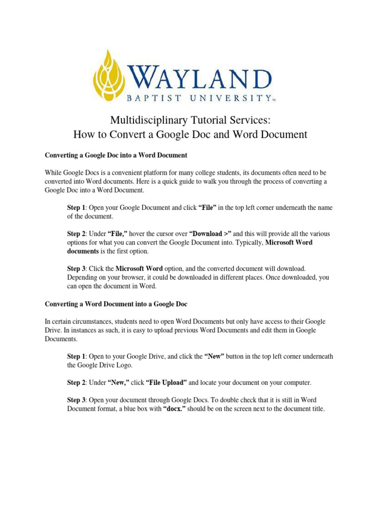 Converting Google and Word Docs | PDF