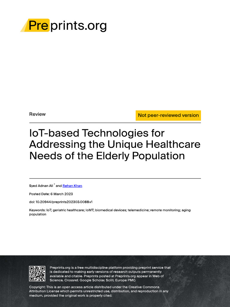 IoT-based Technologies For Addressing The Unique Healthcare Needs of ...