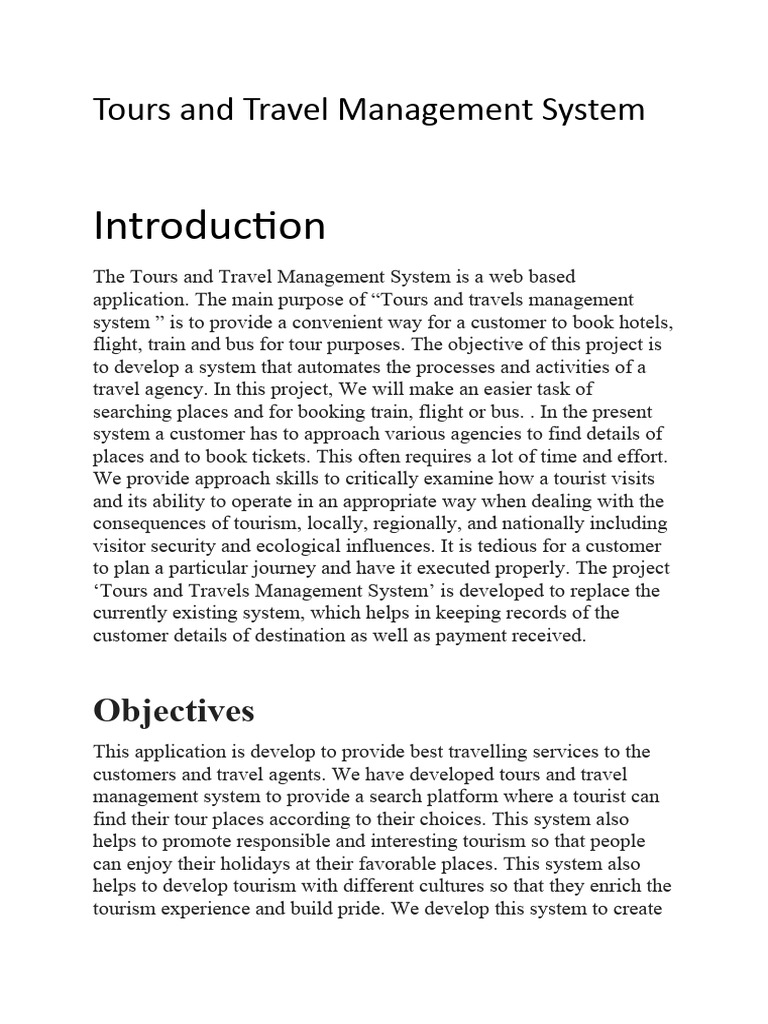 Tours and Travel Management Syste1 | PDF | Tourism | Travel Agency