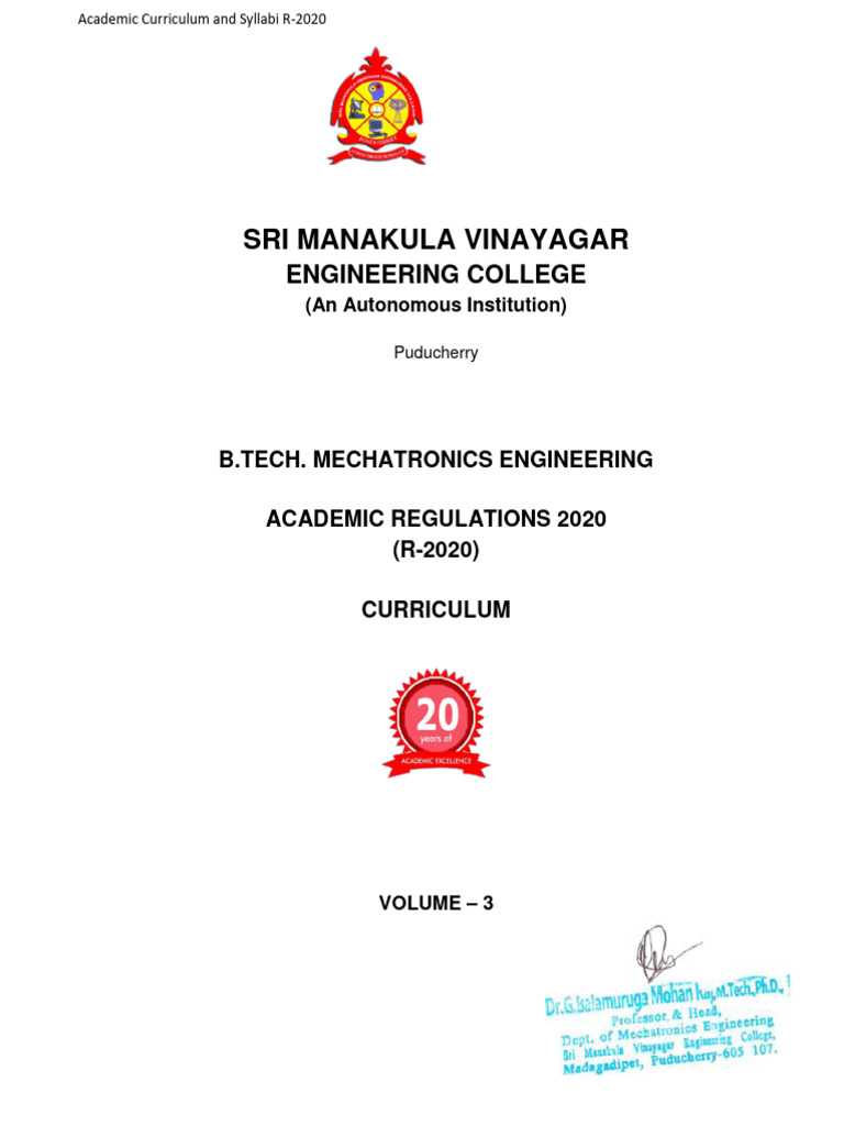 2 B.tech Mechatronics R20 | PDF | Engineering | Mechatronics