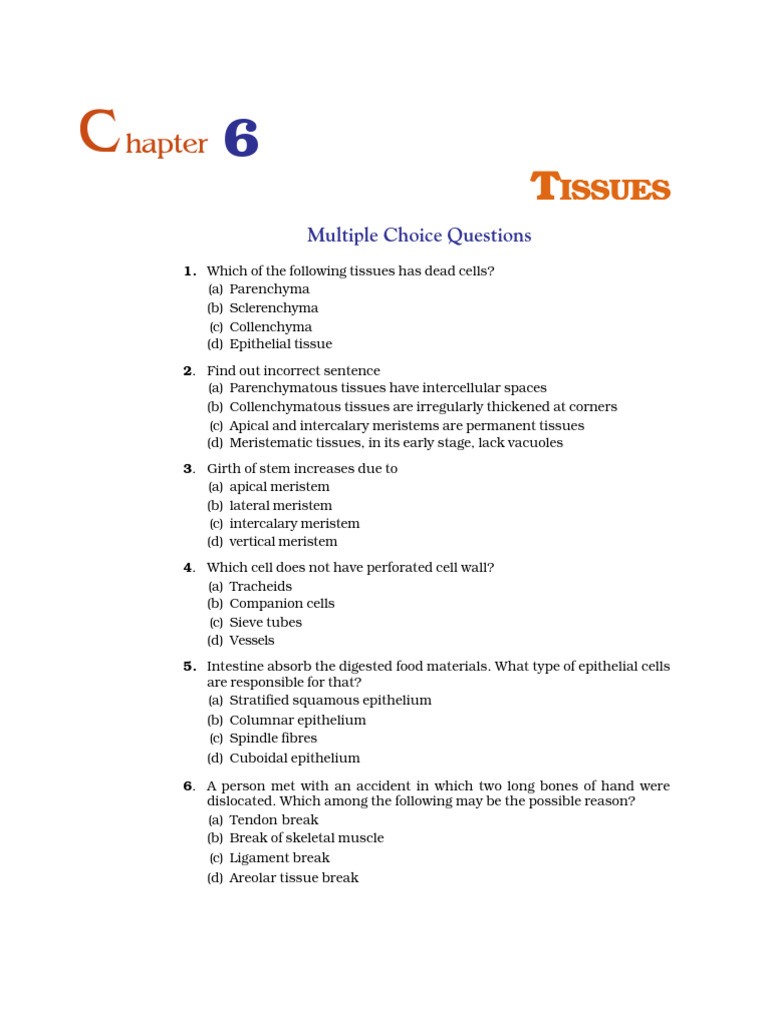 9 Science Exemplar Chapter 6 | PDF | Tissue (Biology) | Epithelium
