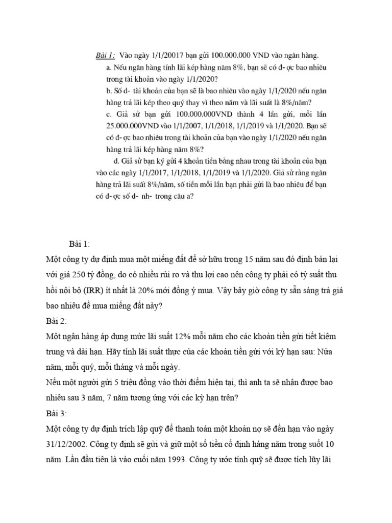 bài tập QTTC | PDF