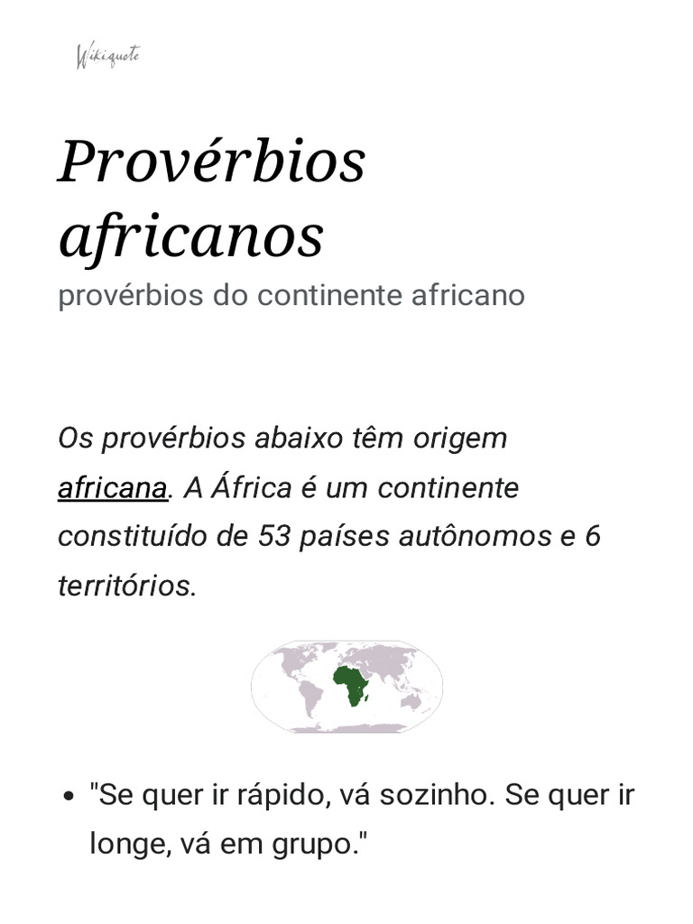Provérbios Africanos e Seus Significados | PDF | África