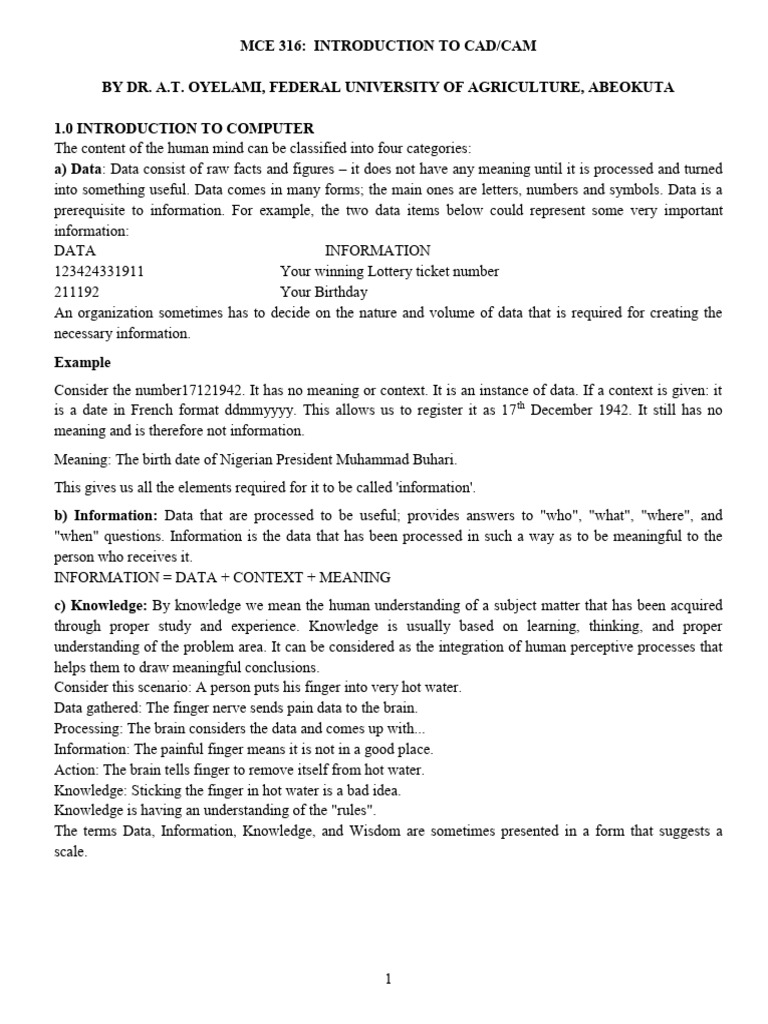 MCE 316 Lecture Note | PDF | Random Access Memory | Computer Aided Design