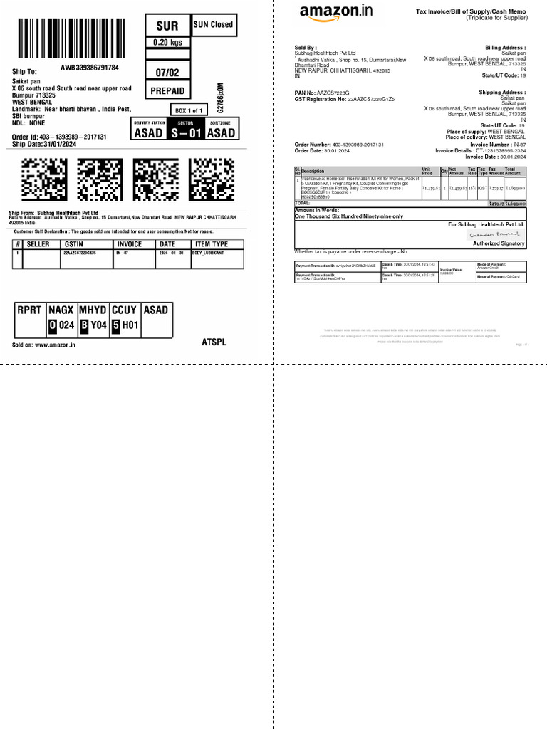 Amazon Ship Easy | PDF | Invoice | Payments