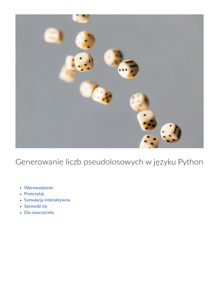Generowanie Liczb Pseudolosowych W Jezyku Python | PDF