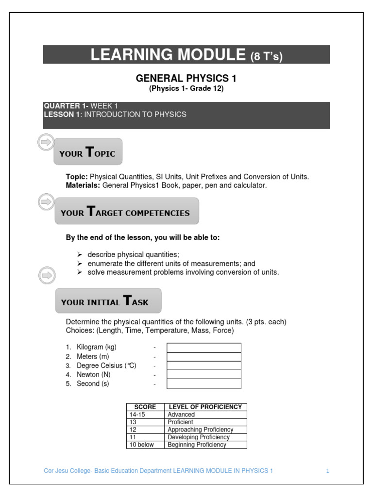 Physics 1: Physical Quantities & Units | PDF | International System Of ...