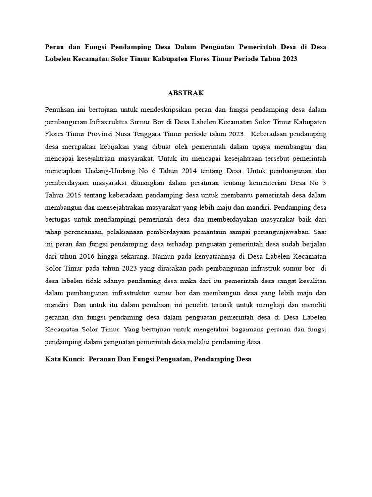Peran Dan Fungsi Pendamping Desa Dalam Penguatan Pemerintah Desa Di