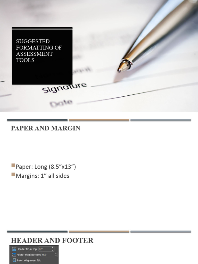 Suggested Formatting of Assessment Tools | PDF | Typefaces | Text