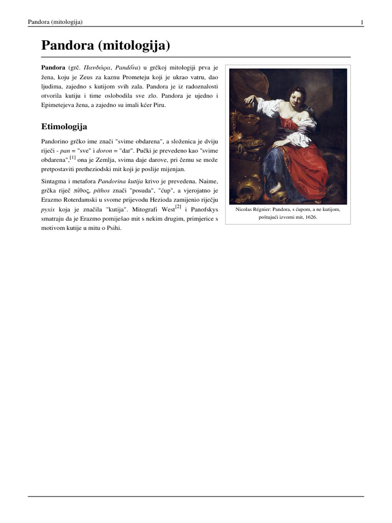Pandora (Mitologija) | PDF