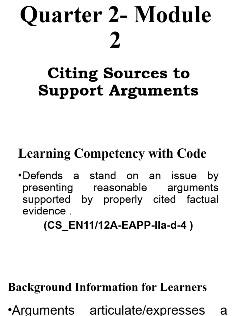 Quarter 2 Module 2 | PDF | Citation | Cognition
