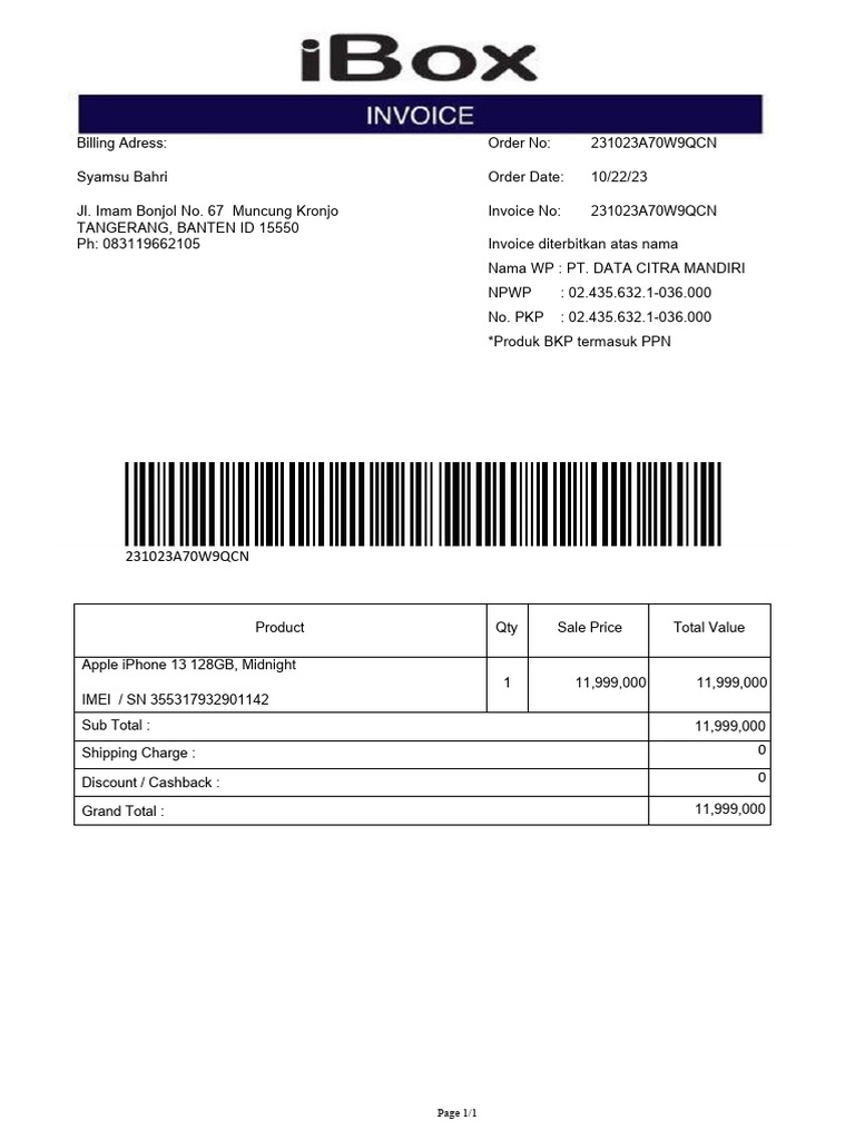 Iphone 13 128GB Midnight | PDF