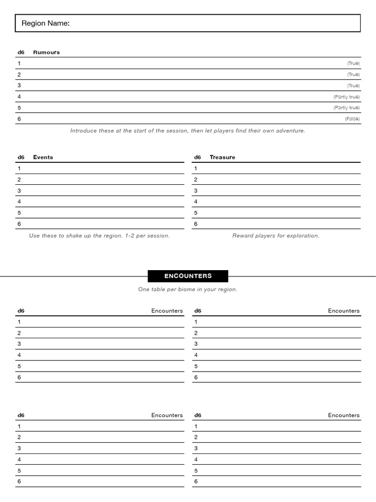 Toolbox Worksheet Random Tables | PDF