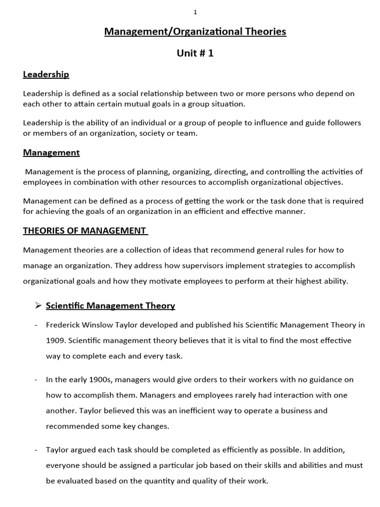 Management Unit 1 | PDF | Leadership | Health Care