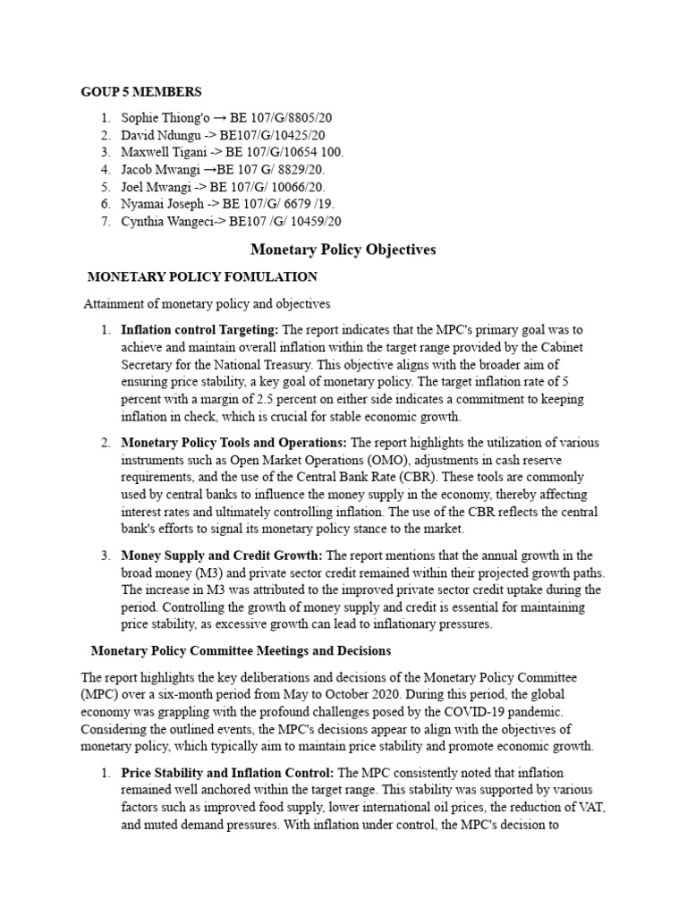 Monetary Policy Assignment | PDF | Monetary Policy | Balance Of Payments
